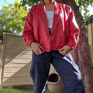 Vintage | Jackets & Coats | 9s Vintage Red Leather Bomber Jacket | Poshmark